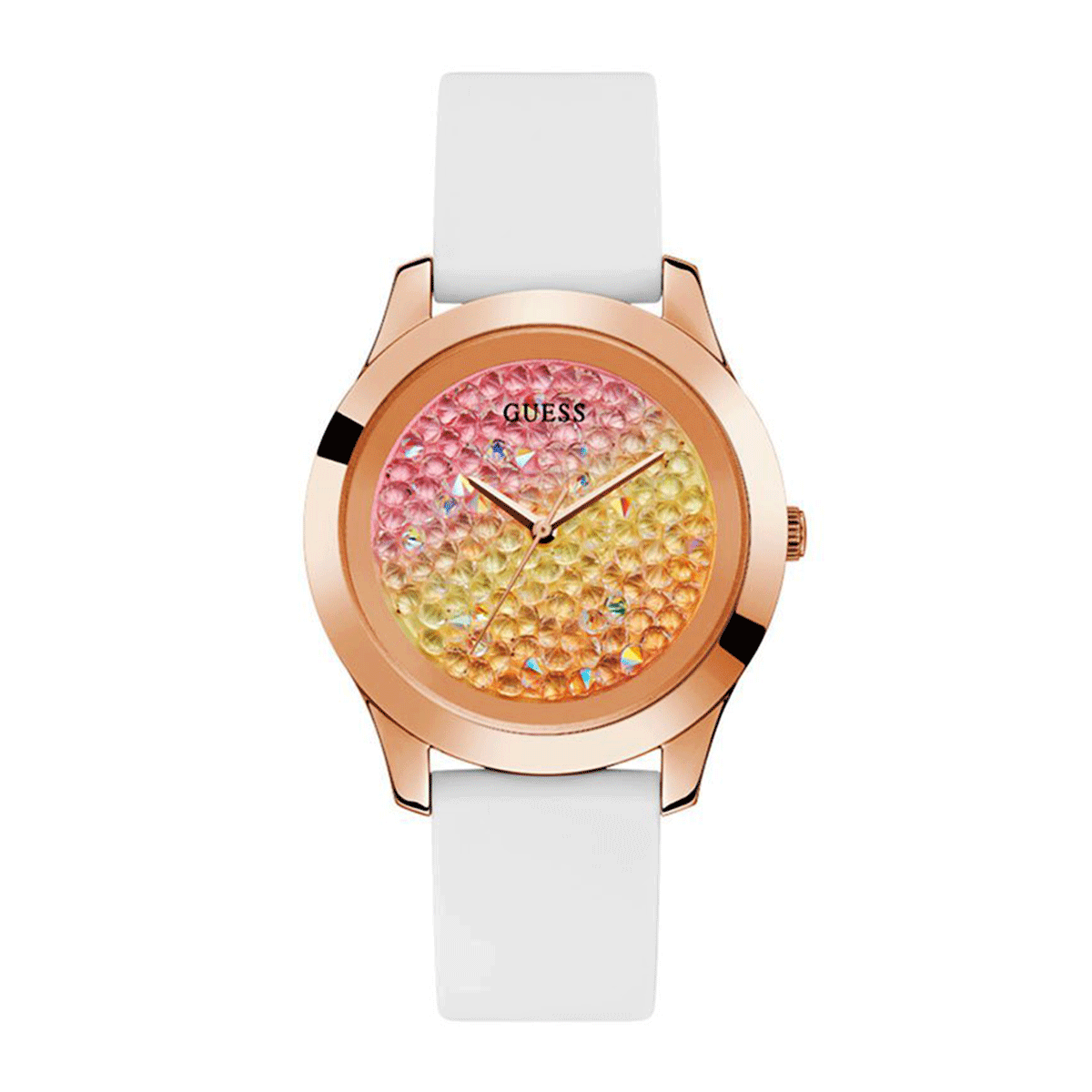 GUESS Watch Crush Ladies White Silicone with rose gold case – Ki jewelry